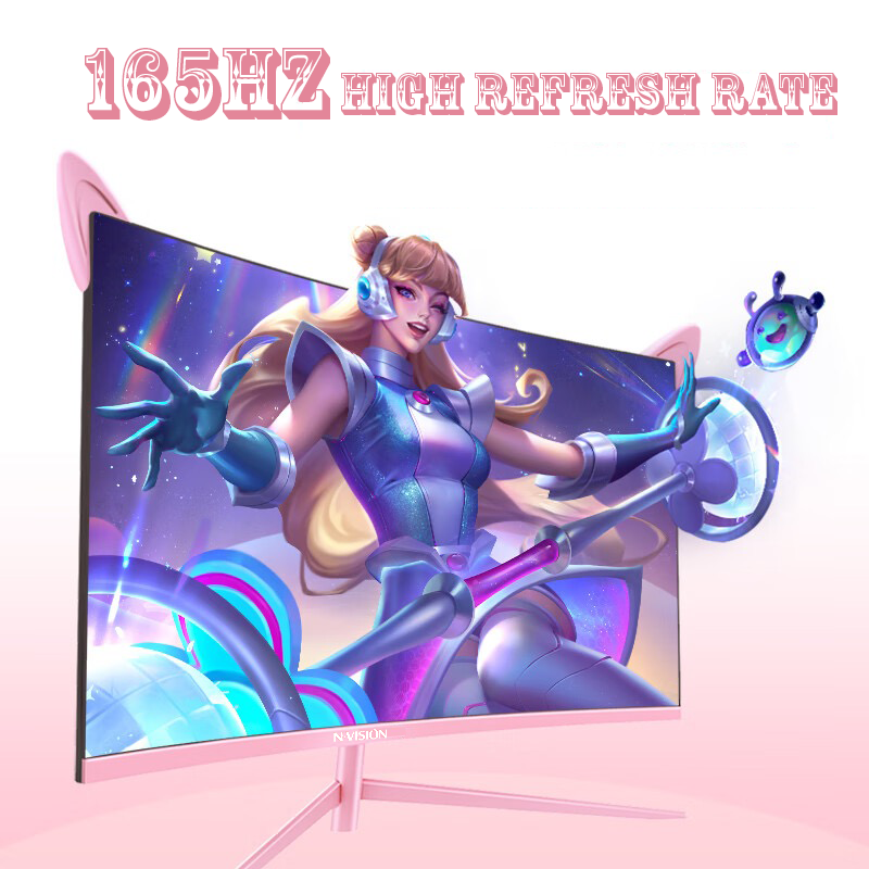 Nvision 27" Curved Pink Gaming Monitor 180HZ 1500R Frameless Full HD ...