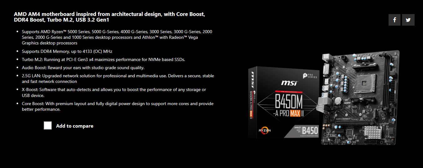 MSI B450M-A Pro Max II micro-ATX AM4 DDR4 Motherboard | Shopee Philippines