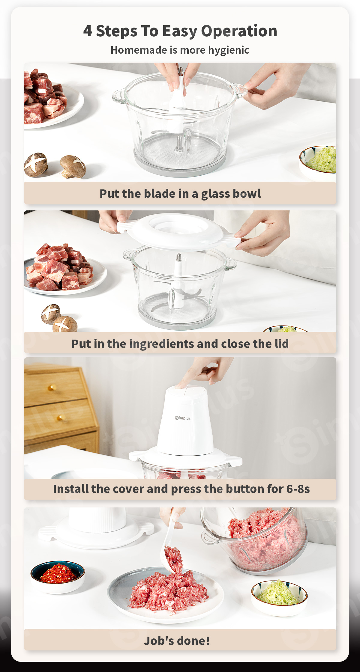 Simplus Electric Meat Grinder Automatic Household 2L DDJR004 | Shopee ...