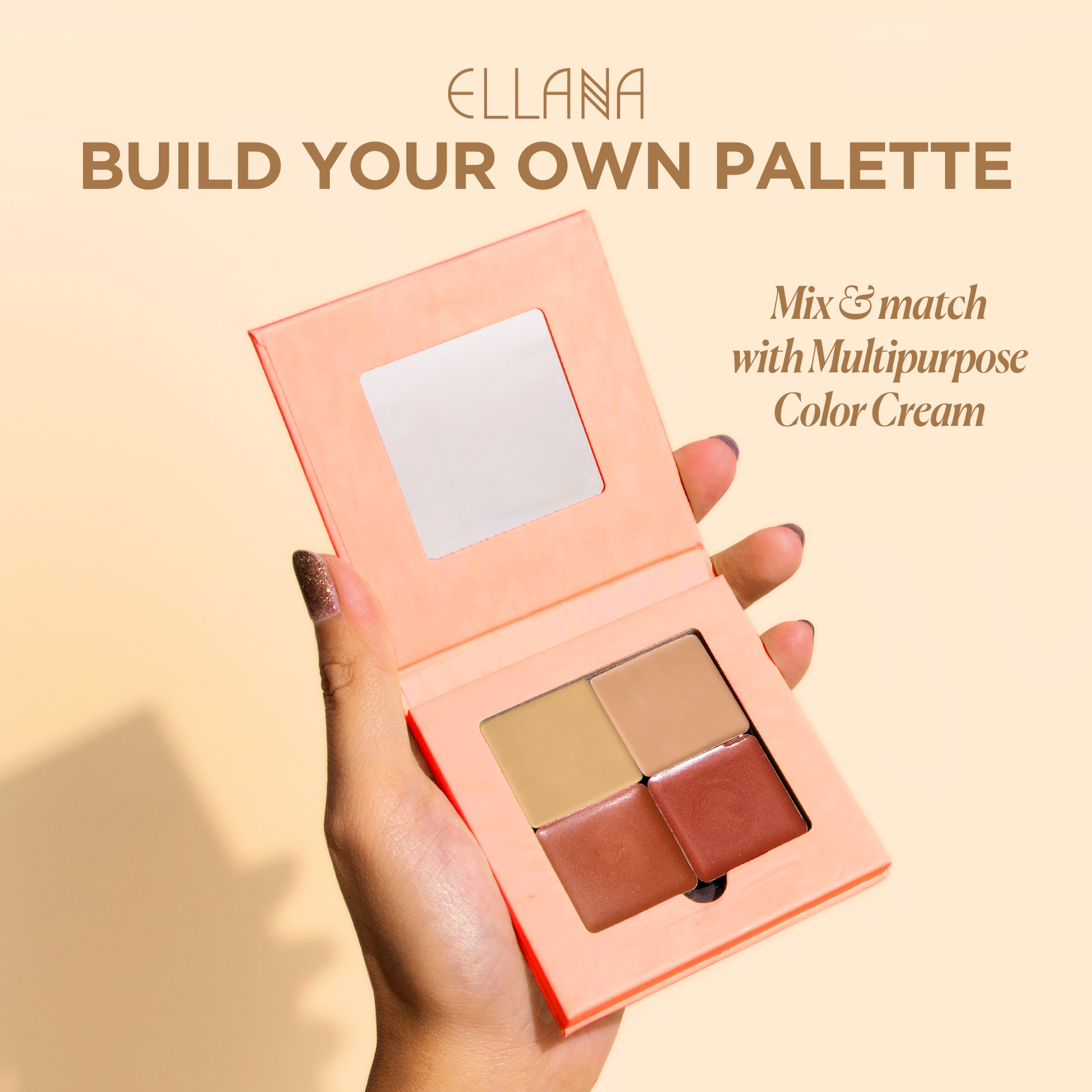 Ellana Peach Refillable Magnetic Palette With Mirror | Shopee Philippines