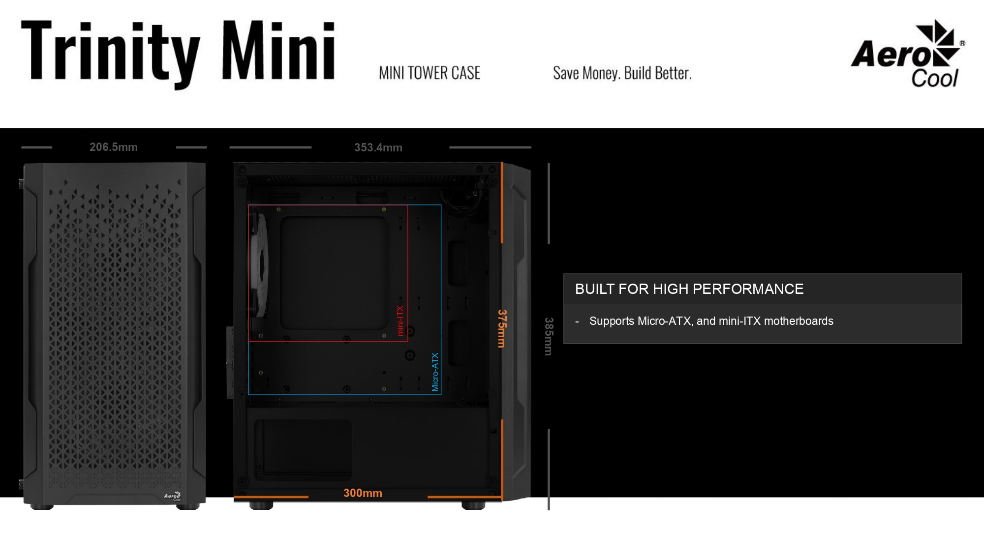Aerocool Trinity Mini G BK V2, Micro ATX / mini-ITX Tower Case ...