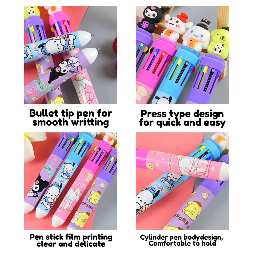 Multicolors Cartoon Pen Retractable Cute Kawaii Ball Pen For School ...