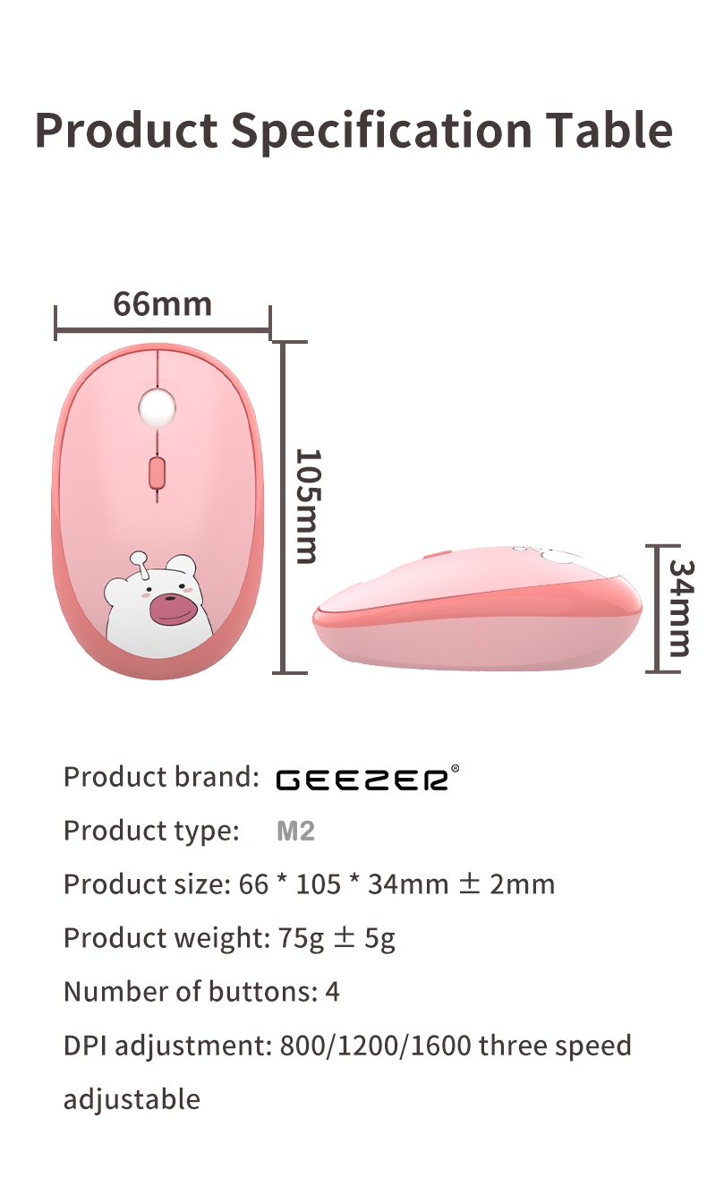 MOFii GEEZER M2 USB Receiver Wireless Silent Mouse Original Bear ...