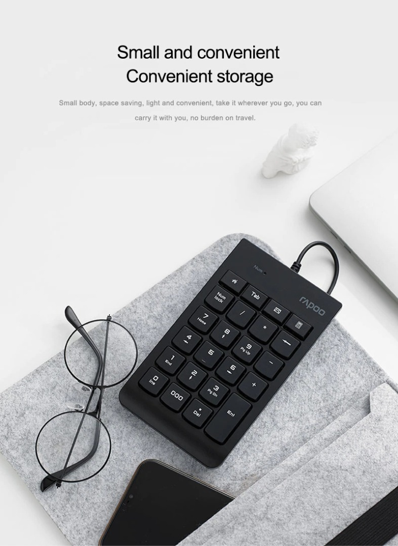 Rapoo K10 Mini Numeric Keyboard Wired 23 Keys Number Keypad Laser ...