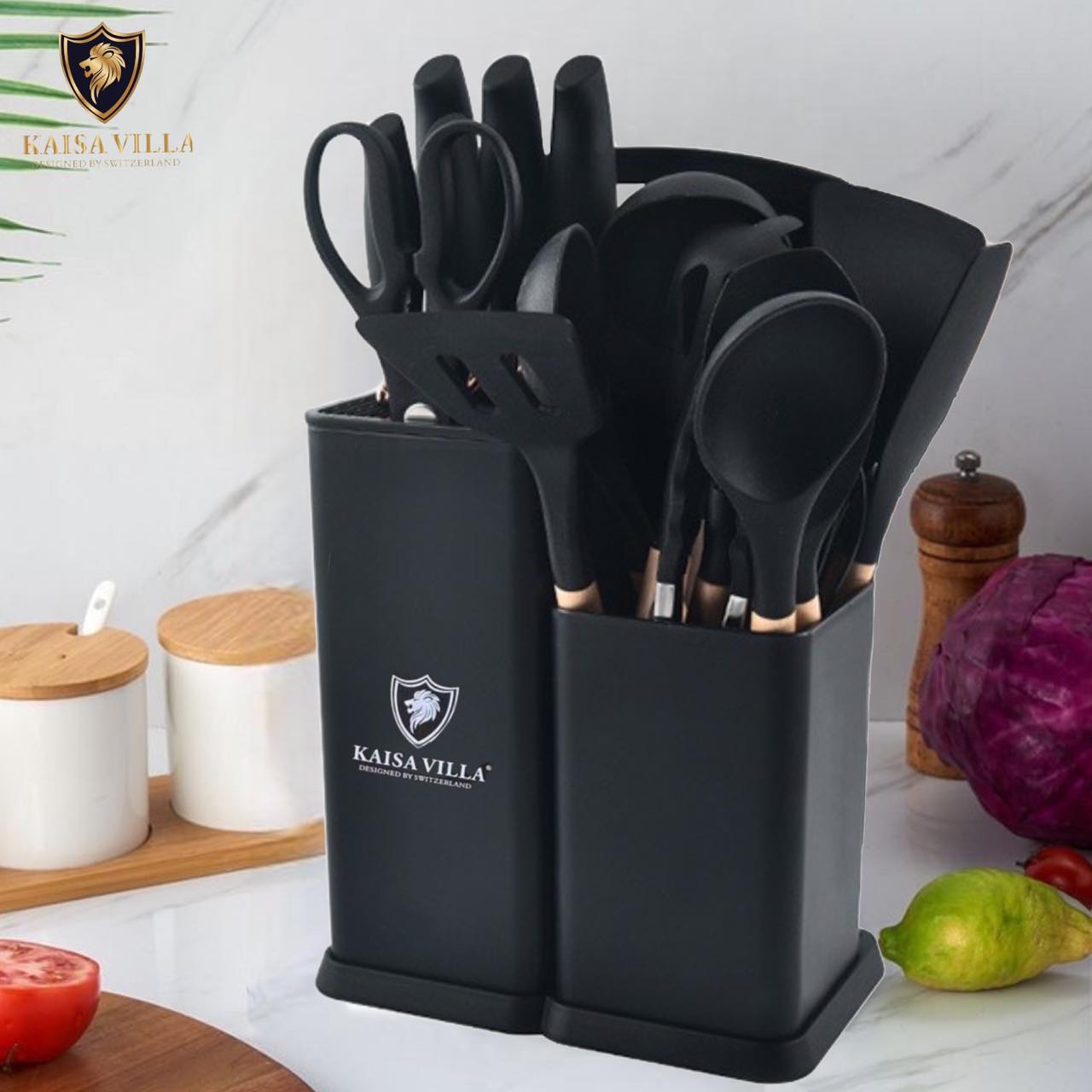 Kc.no1 12/19pcs Set Silicone Kitchen Utensil Kitchen Knife Non-stick ...