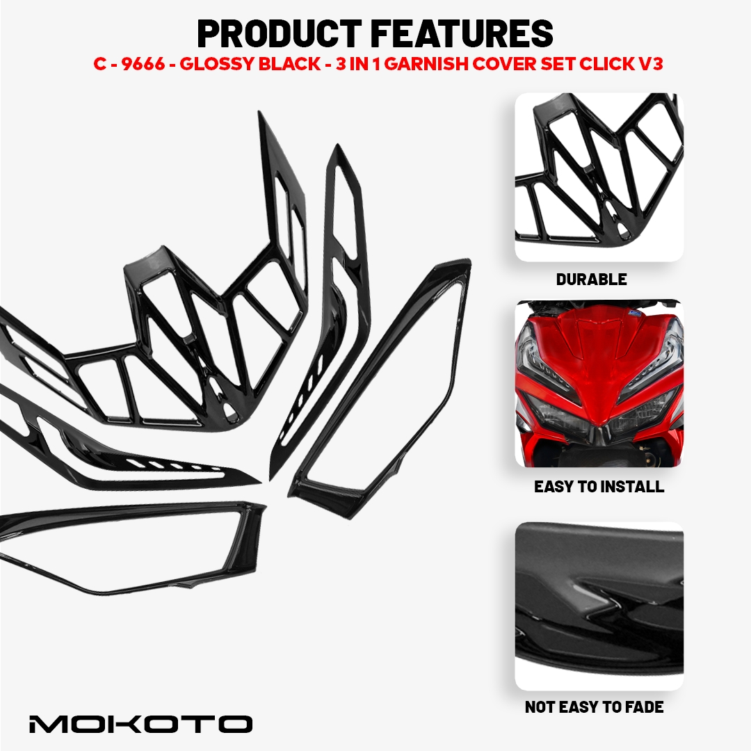 MOKOTO HONDA CLICK V3 3IN1 GARNISH SET COVER HEADLIGHT TAIL LIGHT ...
