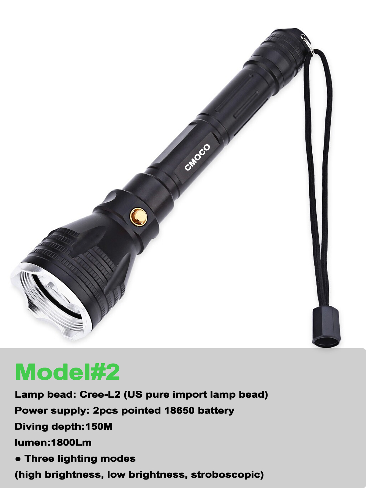 CMOCO CREE L2 P70 3000 LM Diving Flashlight Underwater 100m Waterproof ...