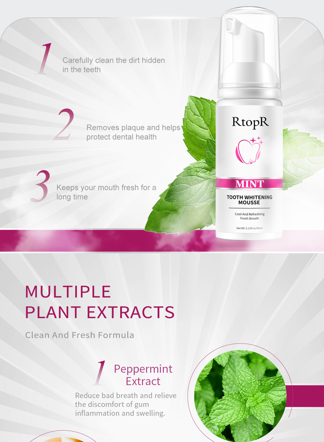 RtopR Teeth Whitening Mousse Remove Tartar Plaque Teeth Cleaning ...