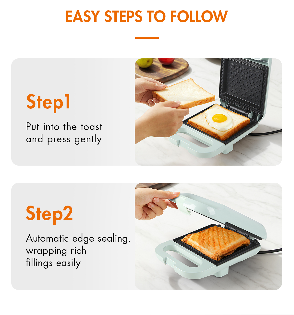 Gaabor Sandwich Maker Portable Multi-Function Toaster Frying Pan Double ...