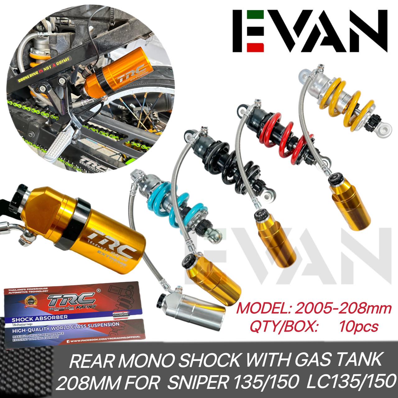 EVAN.SHOP TRC SHOCK CNC Fully Adjustable Shock 208mm Sniper 155 / 150 ...