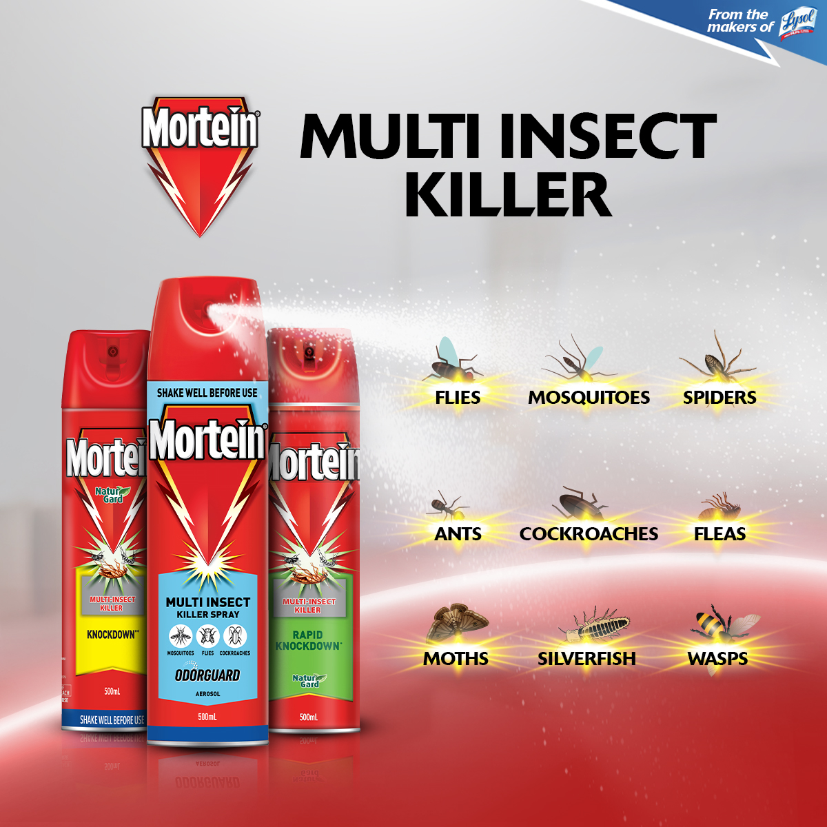 Mortein Odorless Insecticide Odorguard Multi Insect Killer 250 mL ...