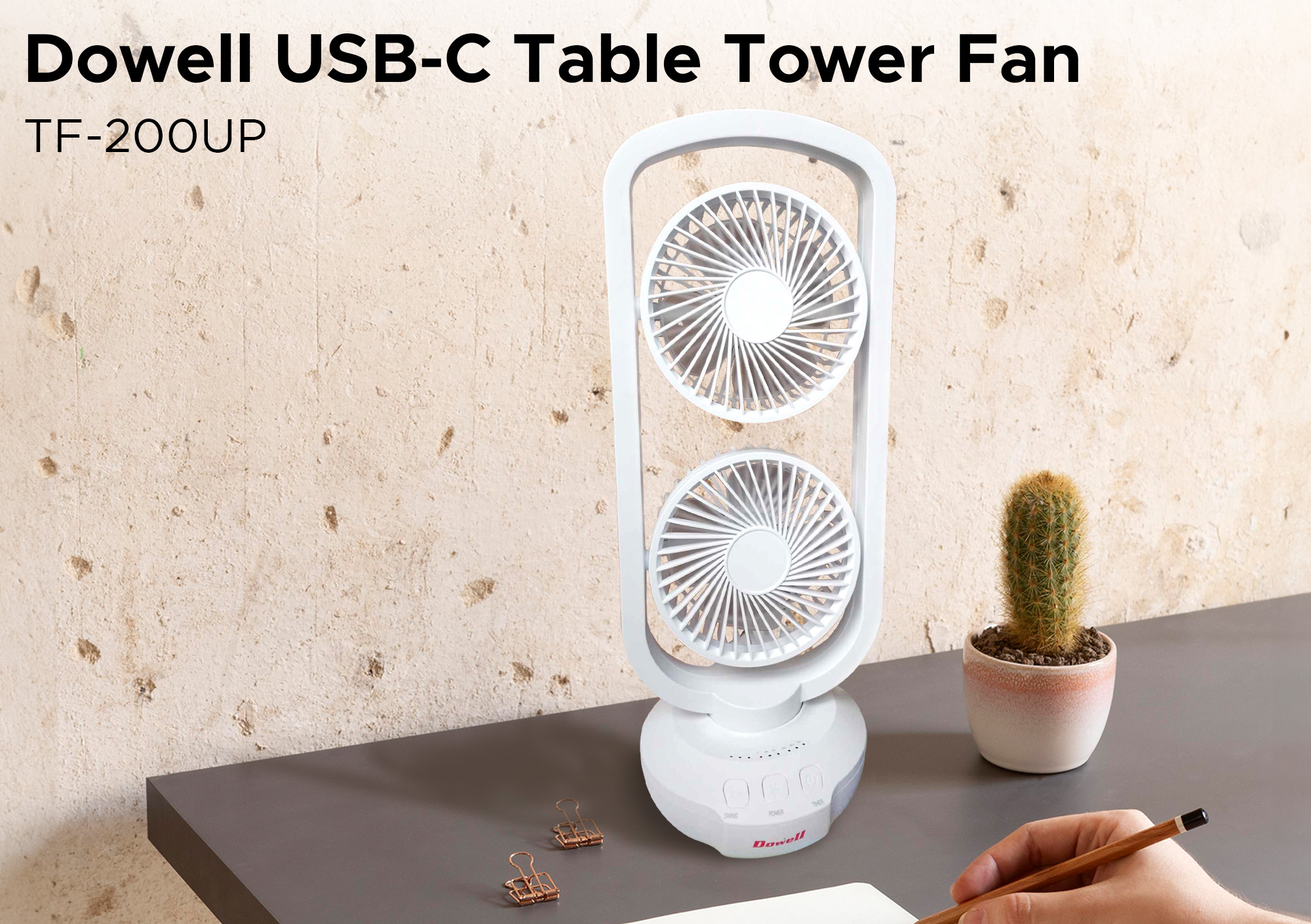 Dowell TF-200UP USB-C Table Tower Fan | Shopee Philippines