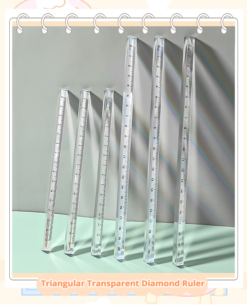 Transparent Triangle Ruler，Student Drawing Measuring Ruler Math Study ...
