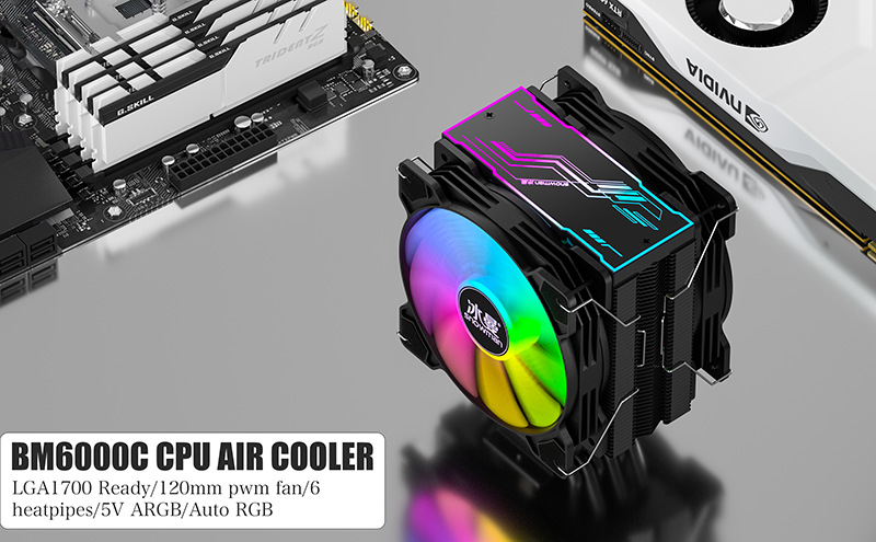 Iceman BM6000 Computer CPU Cooler 6 heatpipes copper bottom PWM fan ...