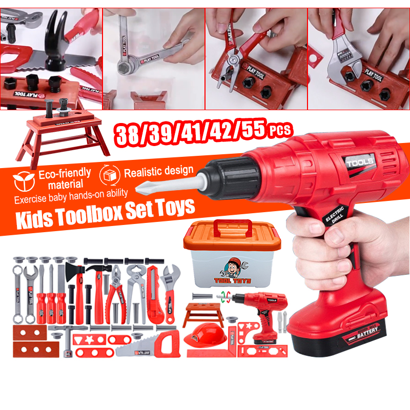 Children's Toolbox Kit Boys Tool Set Simulation Plastic Repair Tools ...