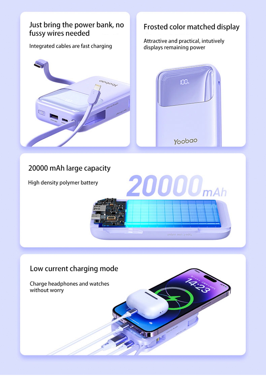 Yoobao Q18 20000mAh Multi-functional Power Bank with Built-in Cable ...