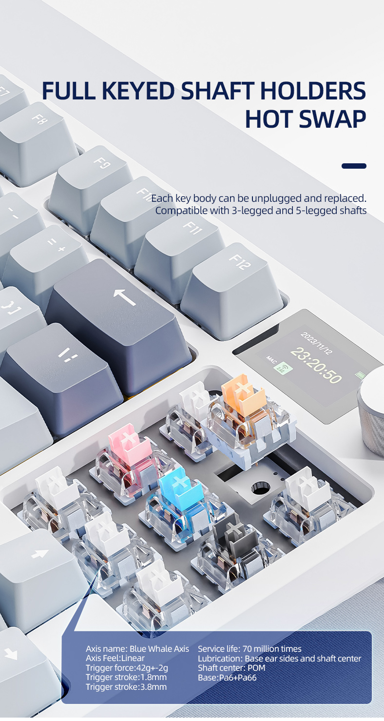 Attack Shark K86 RGB 3 Mode Mechanical Keyboard Hot Swappable With ...