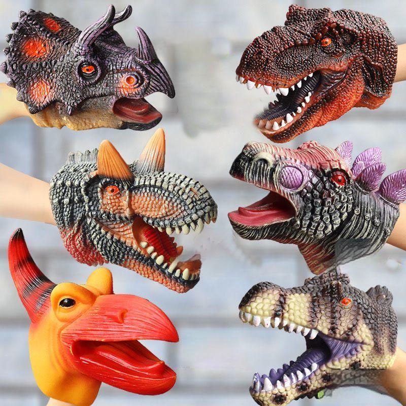 Children's Dinosaur Animal Hand Puppet Soft Rubber Toy Simulation ...
