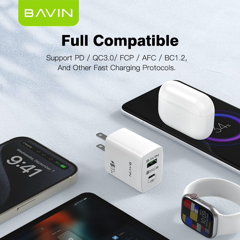 BAVIN PC905 / PC902 PD20W+QC3.0 Fast Charging Charger Adapter Dual Port ...