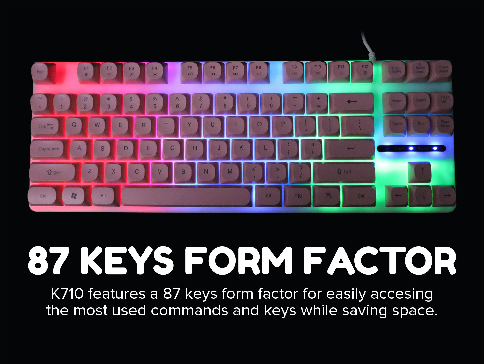 K710 Luminous Mechanical Gaming Keyboard 87 Keys With Removable Usb ...