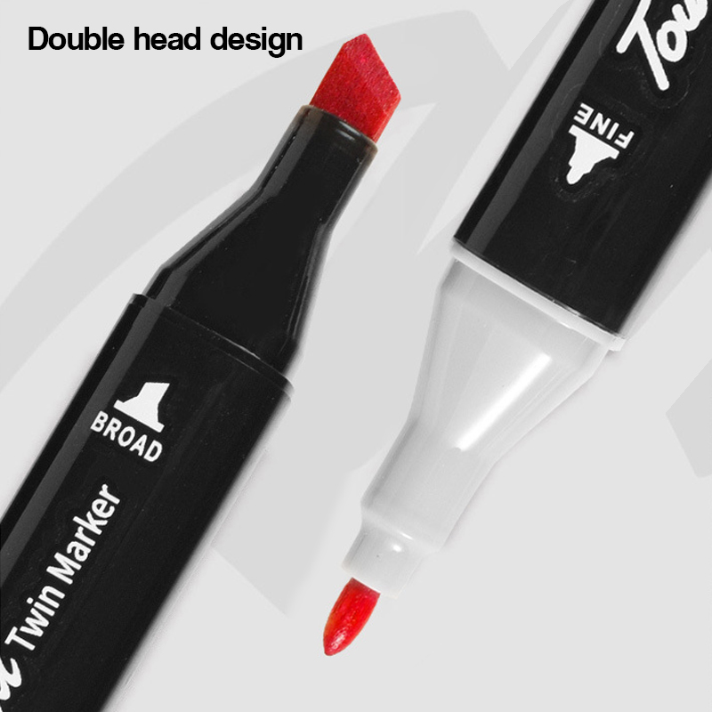 24 Colors Double Headed Marker Pen Set Sketching Oily Tip Alcohol Based ...
