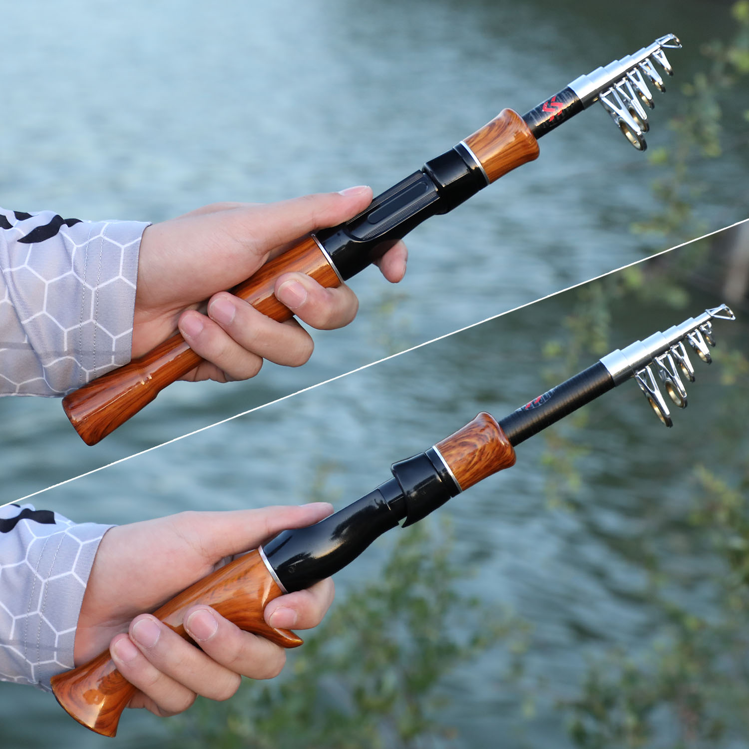 Sougayilang Fishing Rod 1.6m 8 Sections Telescoping Spinning/Casting ...
