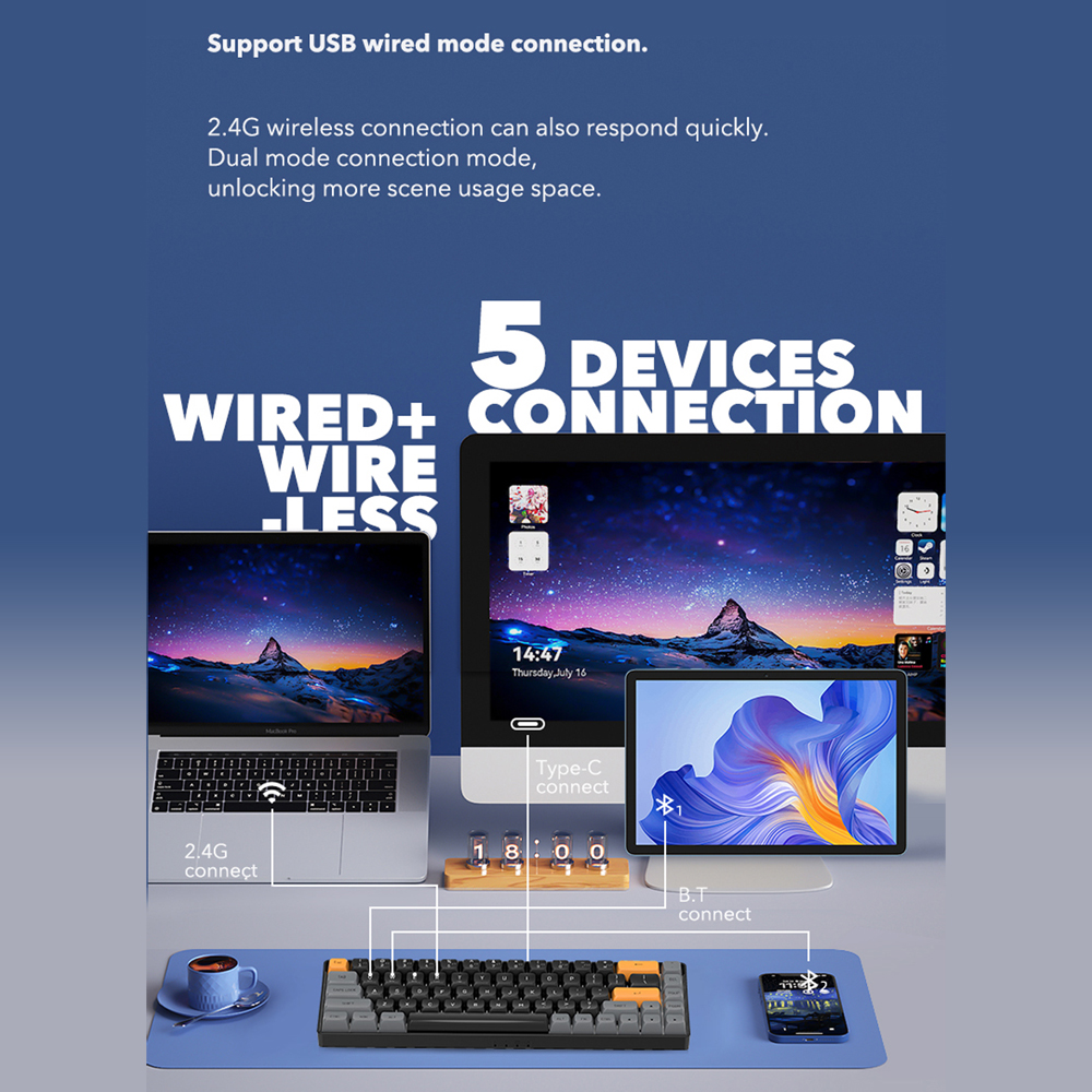 EasyPC| DarkFlash GD68 Mechanical Keyboard Brown Sugar/ Starry Blue ...