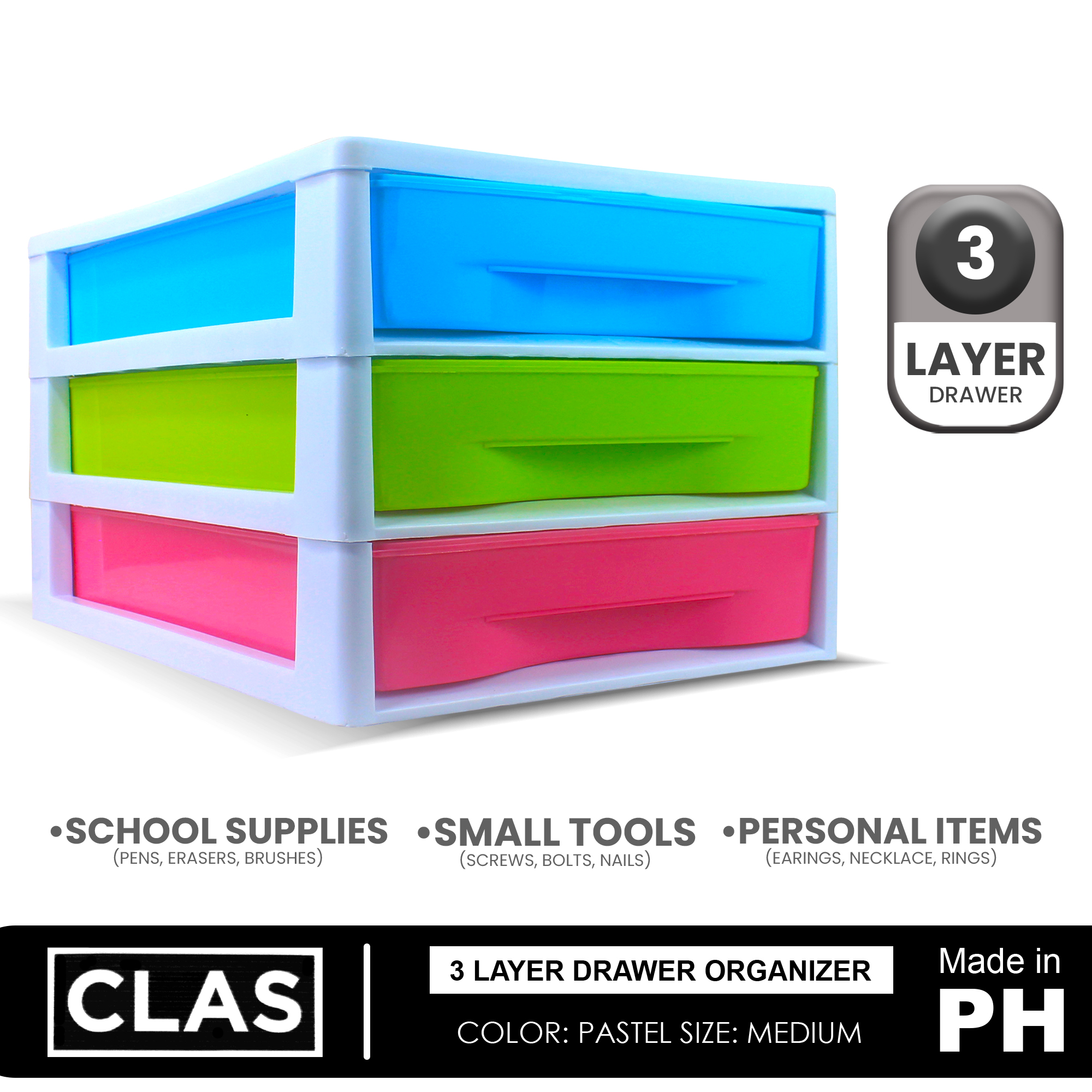 CLAS Stackie 3 Layer Plastic Drawers - Gold Mind Everyday Low Price ...