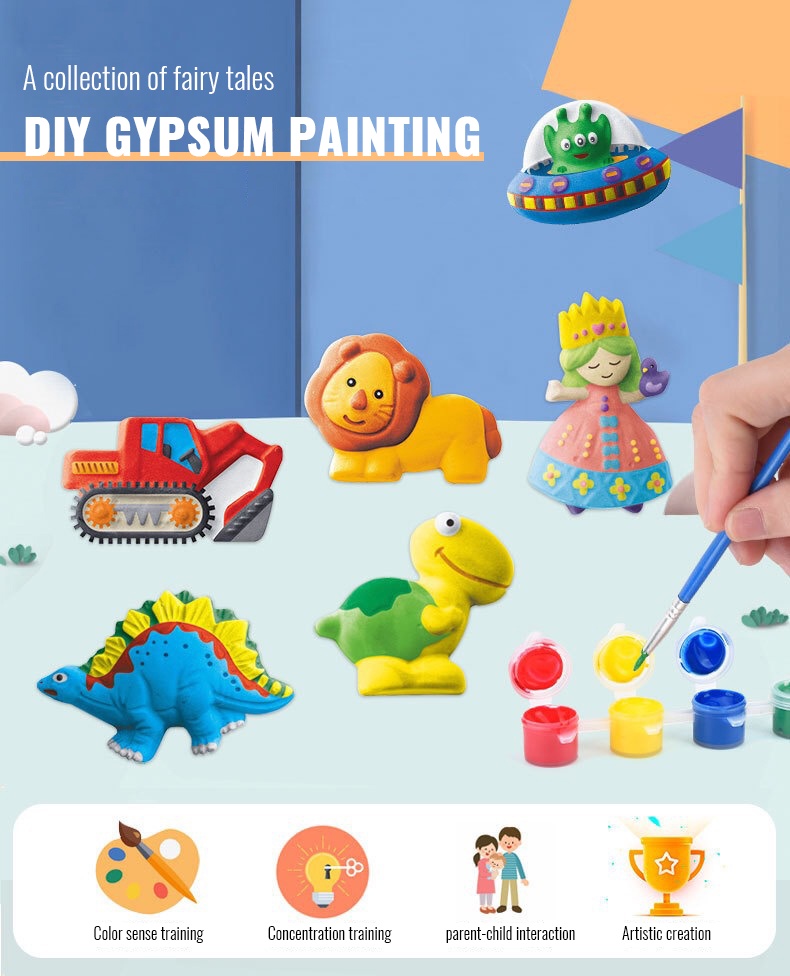 Figurines Kids Craft and Arts Set Paint Gypsum Arts Crafts Toys Kids ...