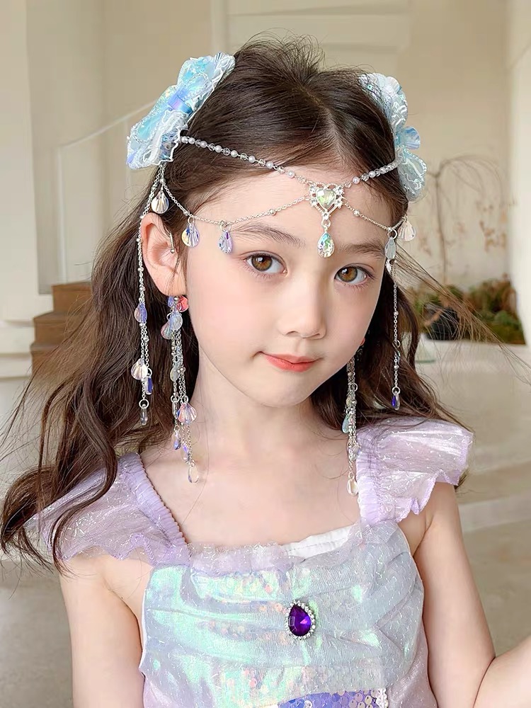 Children's Bowknot Forehead Chain Forehead Decoration Mermaid Ji Pearl ...