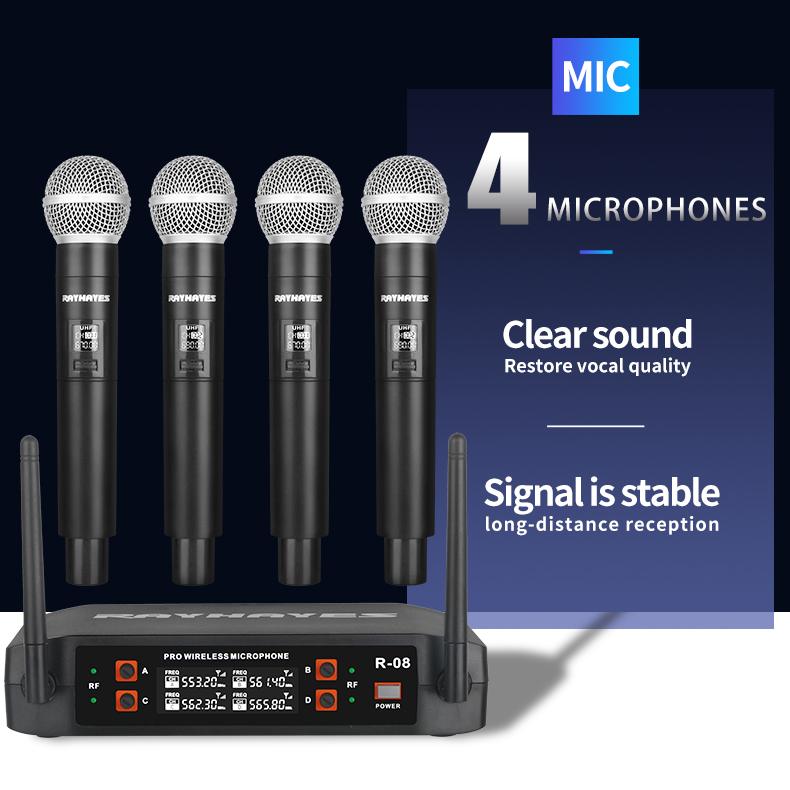 RAYHAYE Microphone Wireless Original 4 pcs Wireless System Ultra HD ...