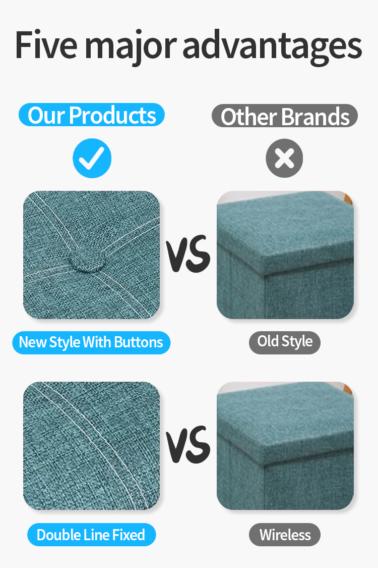 Ottoman Storage Box Stool Rectangular Storage Stool Sofa Folding ...