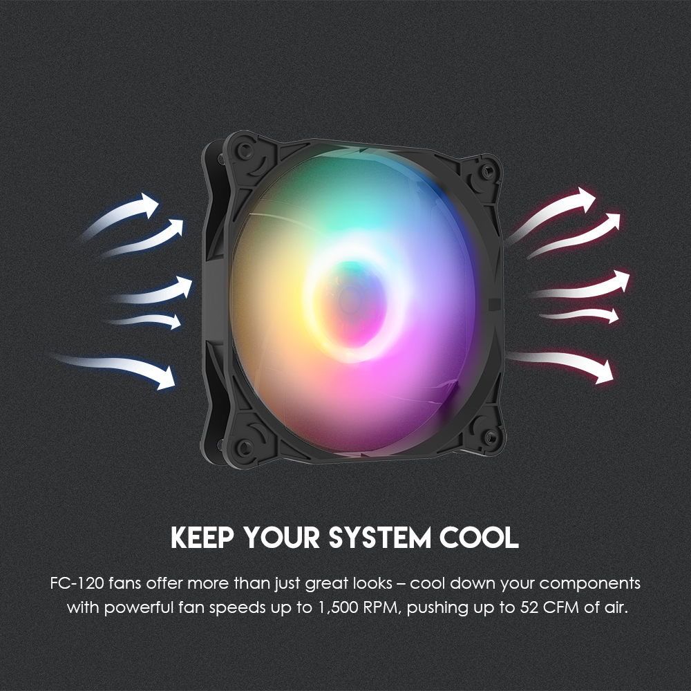 Fantech Core FC-120 CPU Fan Cooler Dual Ring Double Sided LED Fan (RGB ...