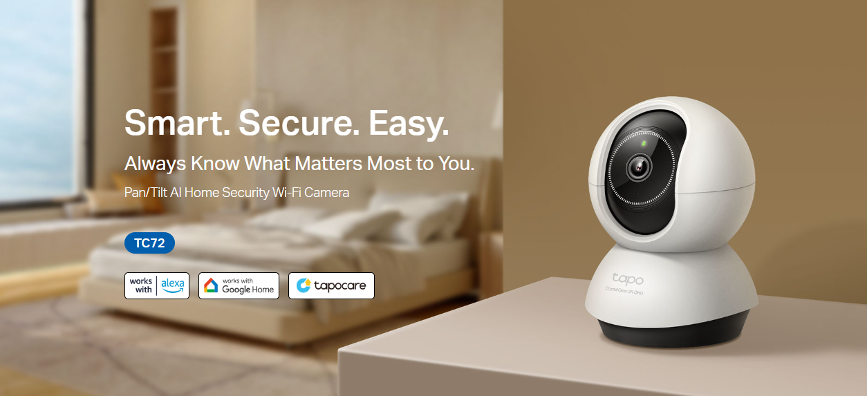 TP-Link Tapo TC72 2K 4MP Pan/Tilt AI Home Security Wi-Fi Indoor CCTV IP ...