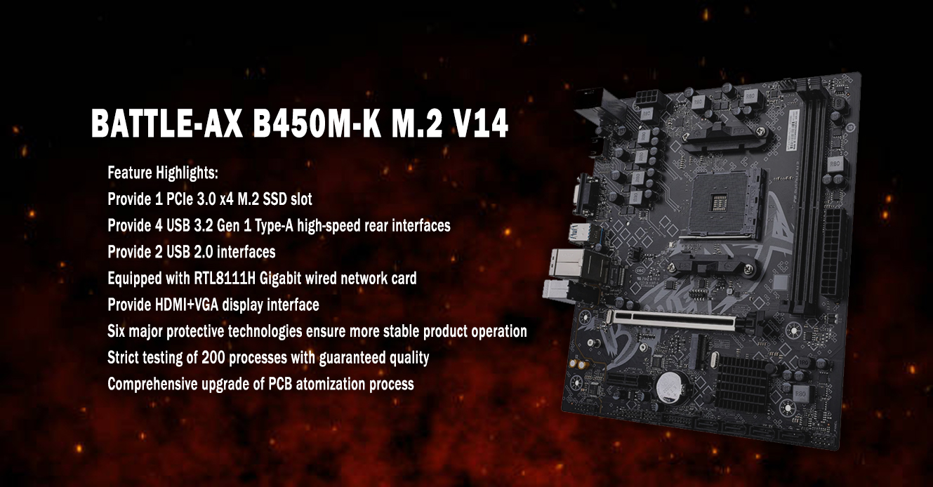 Colorful BATTLE-AX B450M-K M.2 V14 Motherboard - AMD B450 / AM4 Socket ...