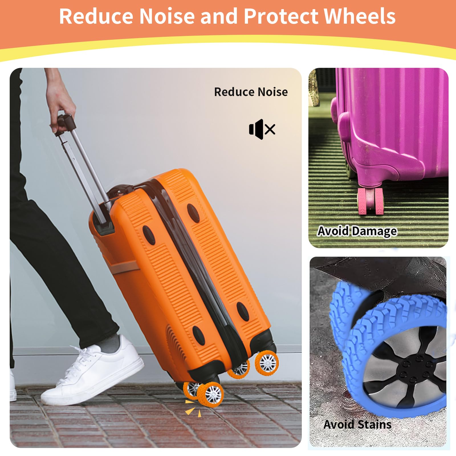 8PCS Luggage Wheel Protector Silicone Luggage Wheel Cover Silent Wheel ...