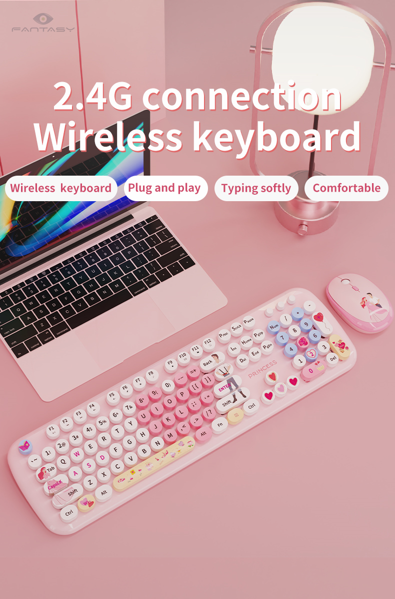 Disney Exclusively Authorized Princess Collection Super Cute Wireless Keyboard Mouse Set Smk