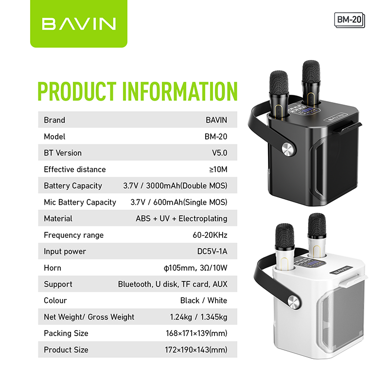 BAVIN BM20 Professional Karaoke Bluetooth Portable Speaker Dual ...