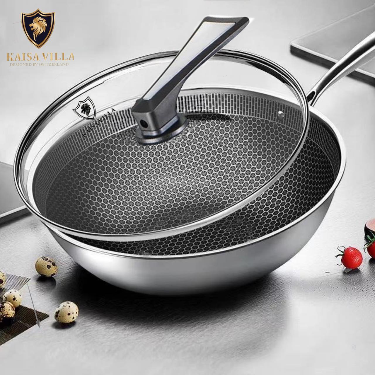 KAISA VILLA pan non stick pan stainless steel wok pan pot with cover frying pan | Shopee Philippines
