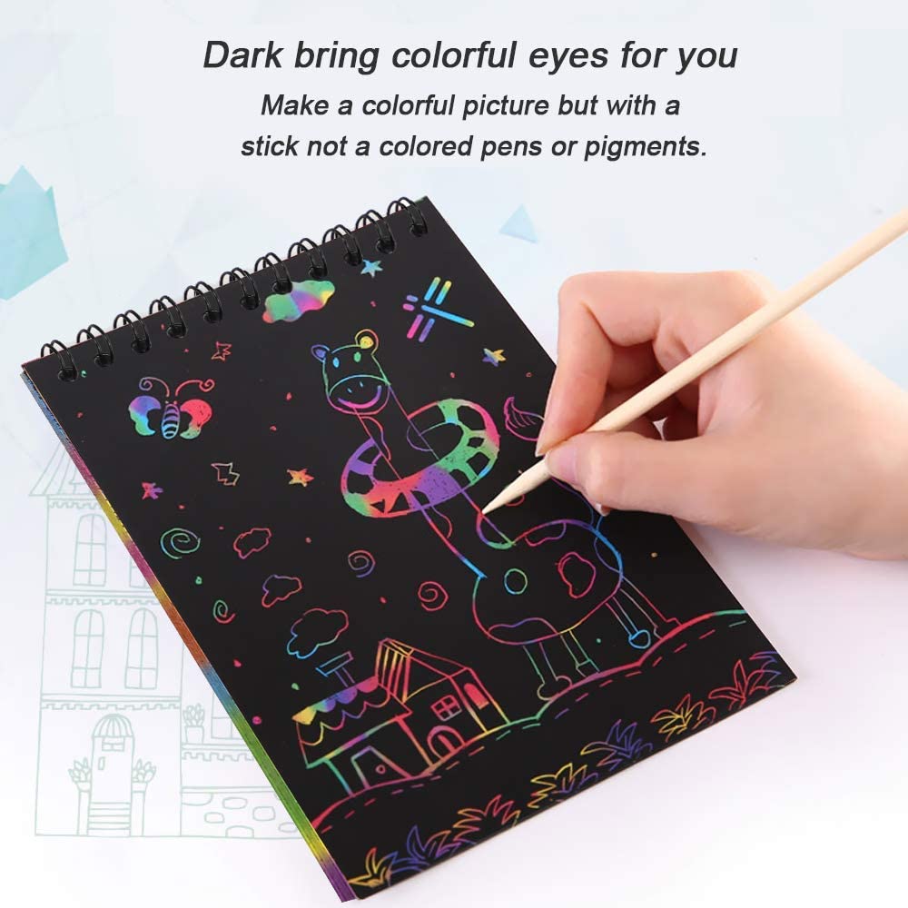 10 Sheets Scratch Book Magic Coloring Notebook Drawing Kids Graffiti ...