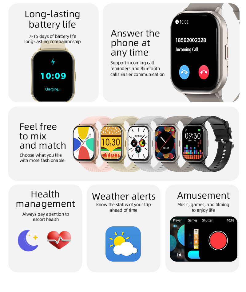 Jasoz ZL99J Smart Watch Calculator Bluetooth Calling IP67 Waterproof ...