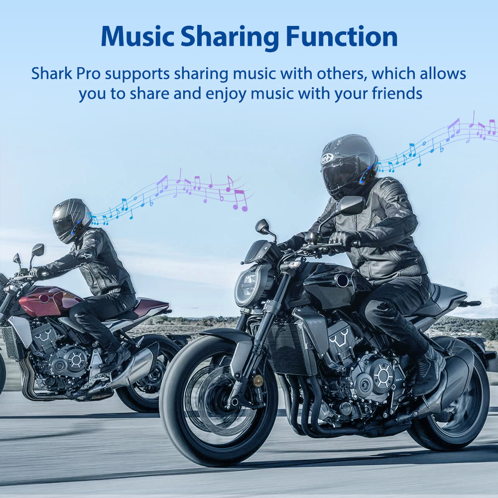 GEARELEC Shark Bluetooth Motorcycle Intercom Helmet Headset 1000m ...