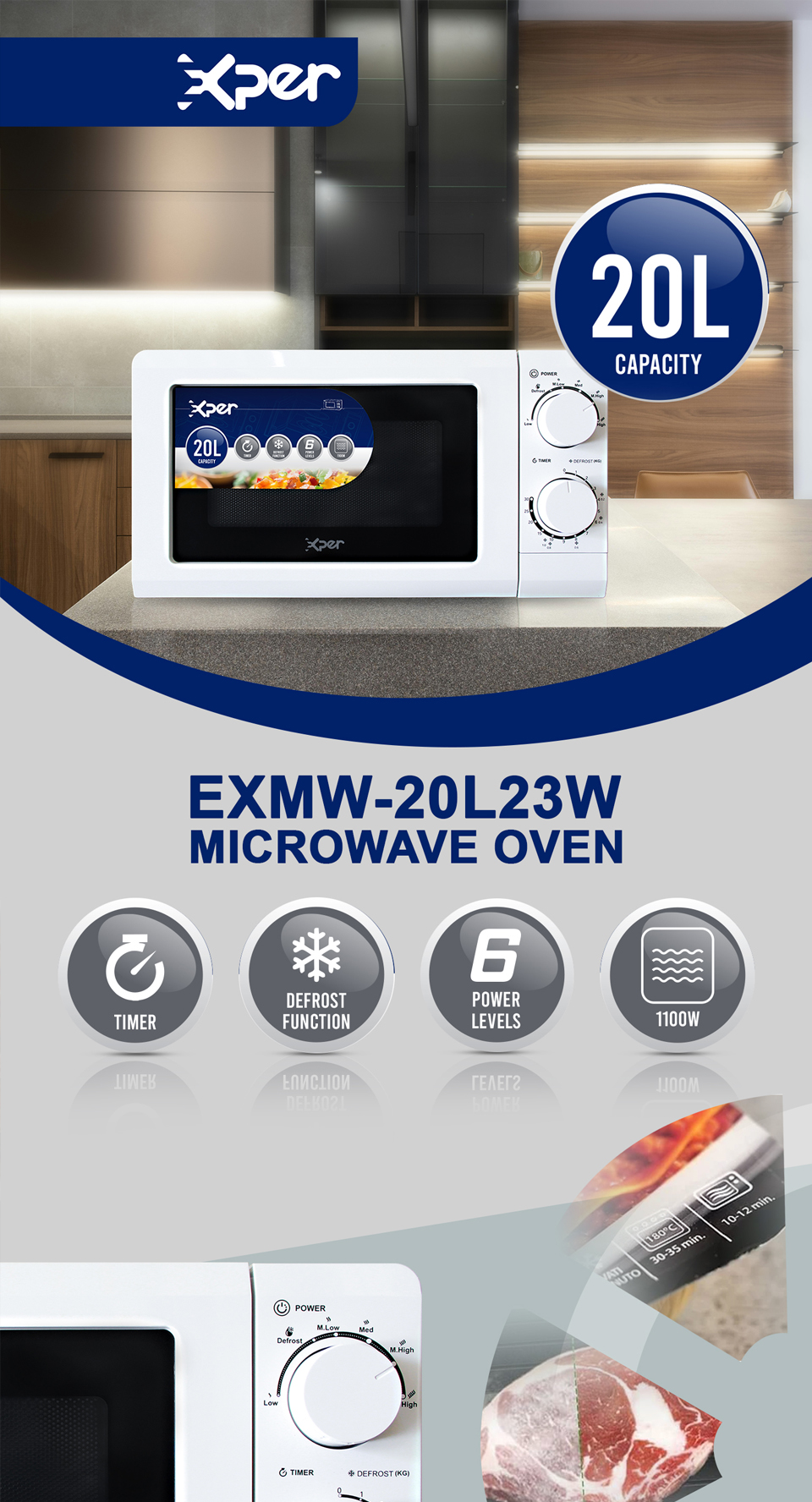XPER Microwave Oven EXMW-20L23W 20Liters White | Shopee Philippines