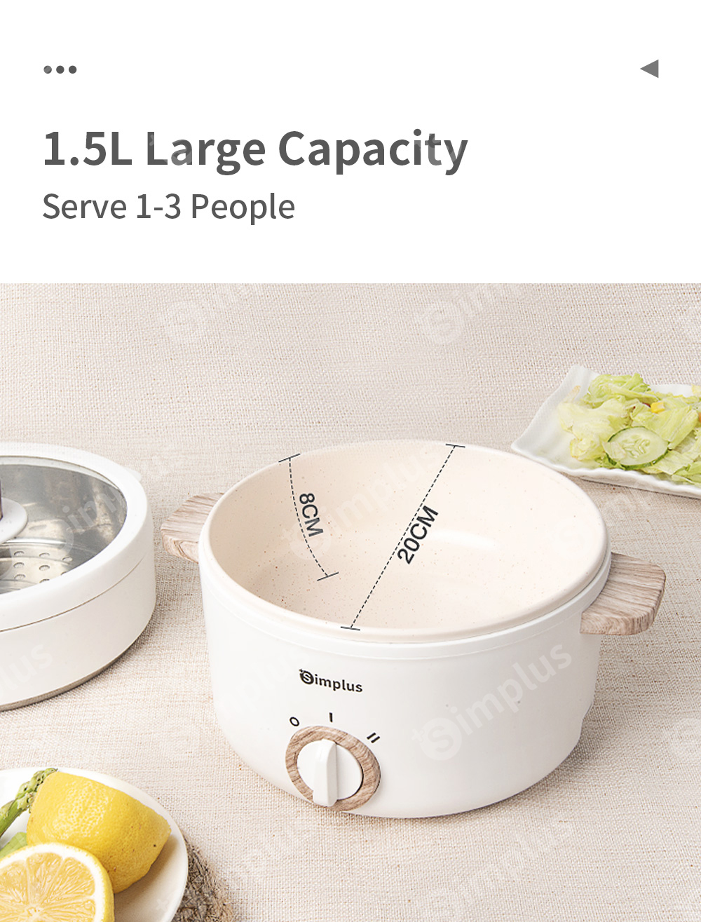 Simplus 2 In 1 Electric Cooker 1.5L/3L Stainless Steel/Plastic Steamer ...