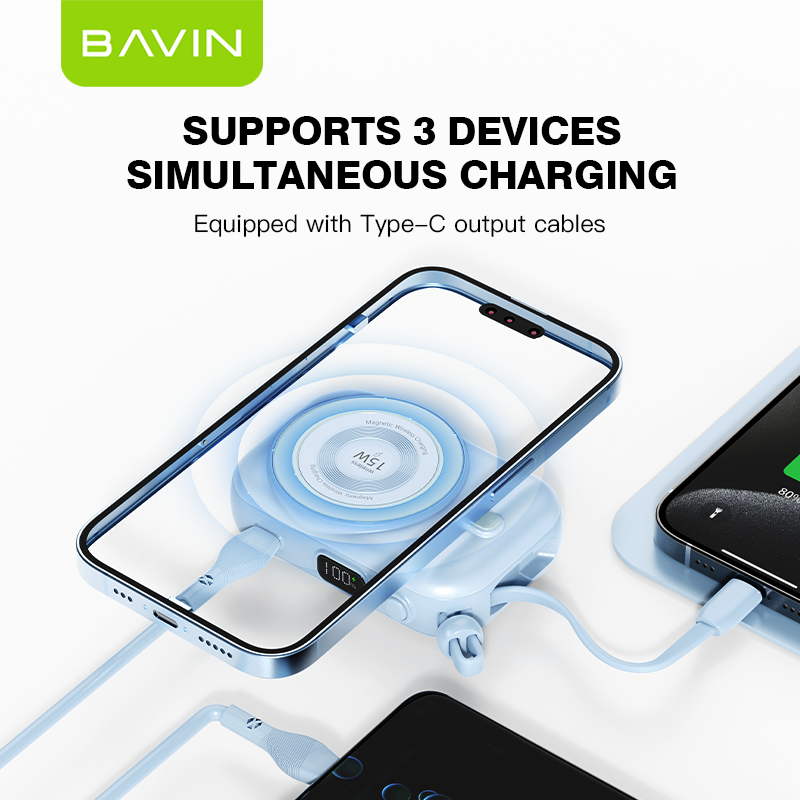 BAVIN PC1085 10000mAh 20W Mini Powerbank Fast Charging Wireless Built ...