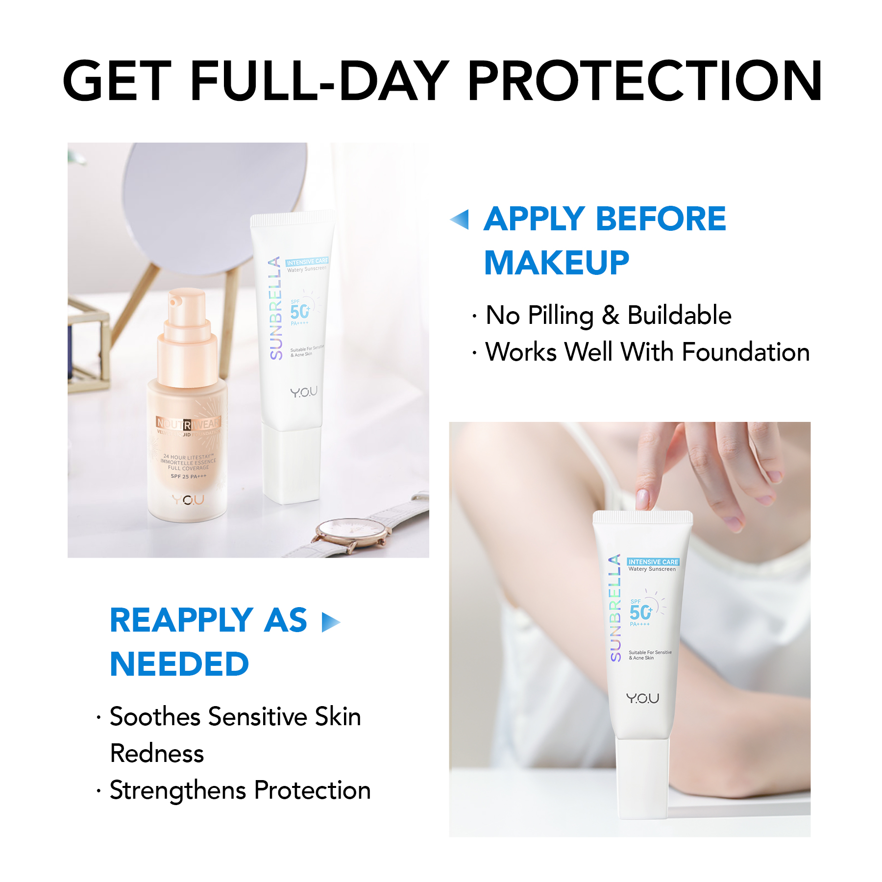 Y.O.U Sunbrella Intensive Care Aqua Sunscreen Duo Set | SPF50+ PA ...