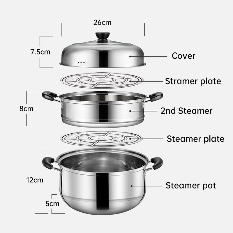 Kaisa Villa steamer 3 layer stainless food steamer stainless steamer 3 ...