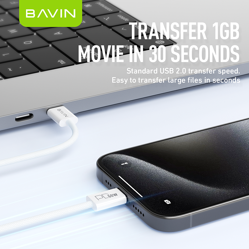 BAVIN CB325 60W USB C Cable Type C Data Cord PD Fast Charging For iPh 16 Series & Laptop ...