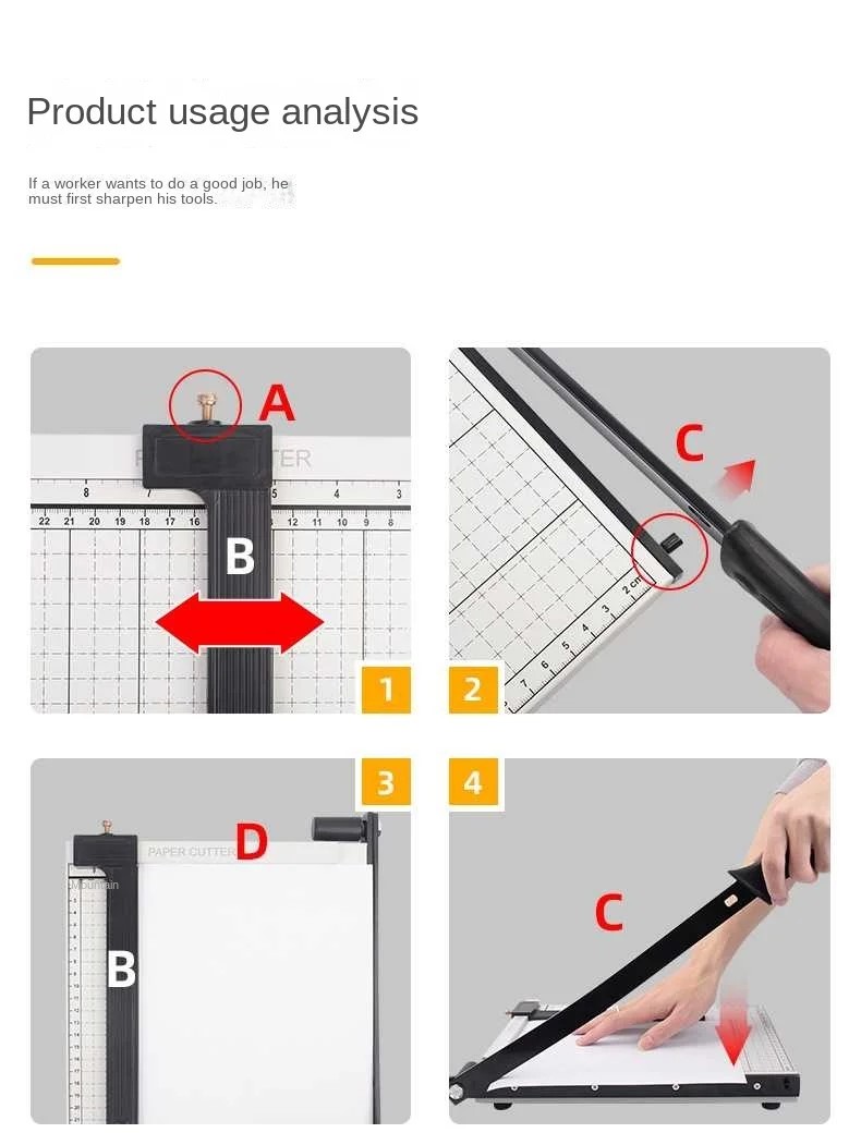 Officom Paper Cutter Metal & Wood Base A4 A3 A5 B3 B4 B5 Size Heavy ...