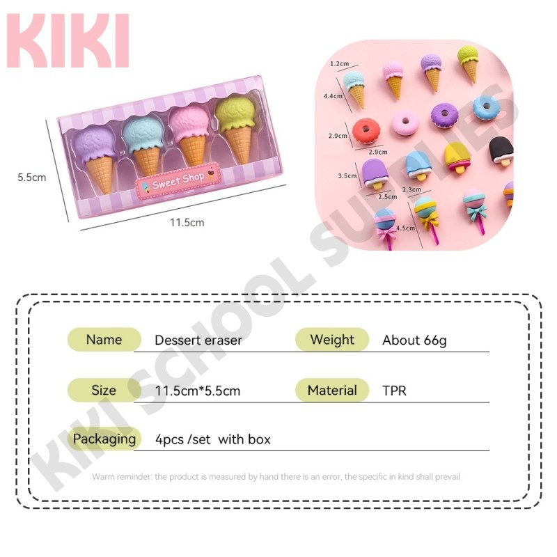 KK 3D Cute Eraser Set Kawaii Lollipop Shape Mini Cartoon Eraser For ...